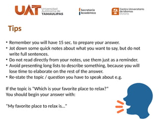 toefl tips for the speaking section of the TOEFL iBT | PPTX