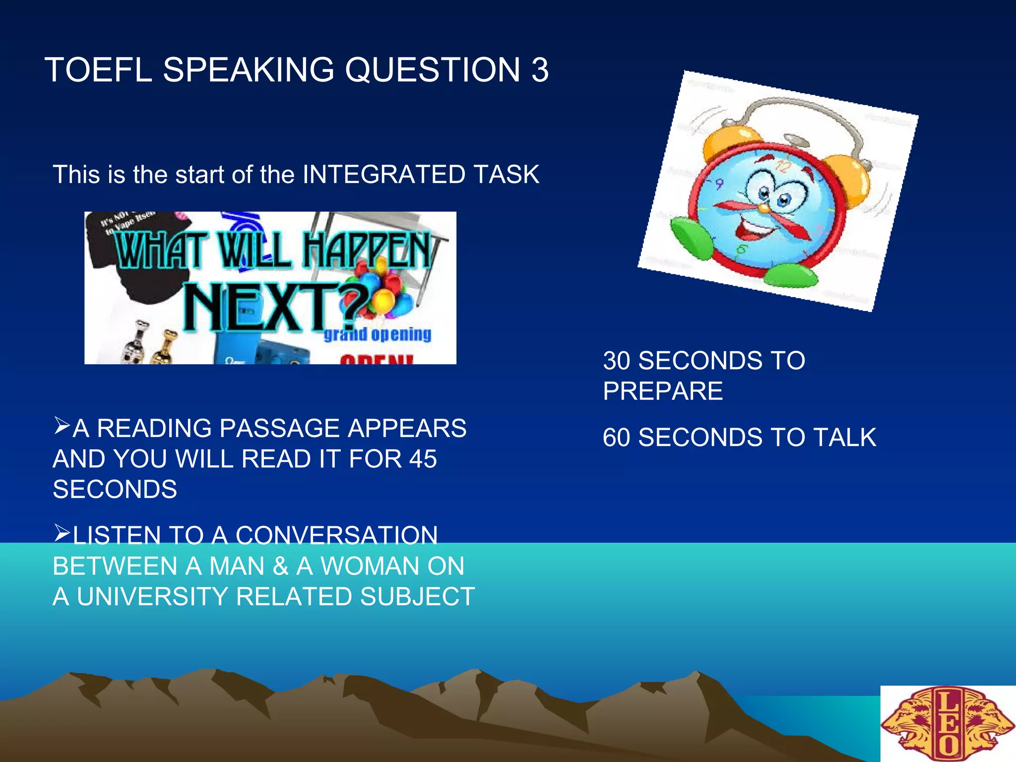 Toefl speaking 3 pp | PPT