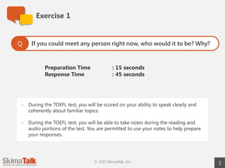 Toefl speaking test preparation - Lesson 2 | PPT