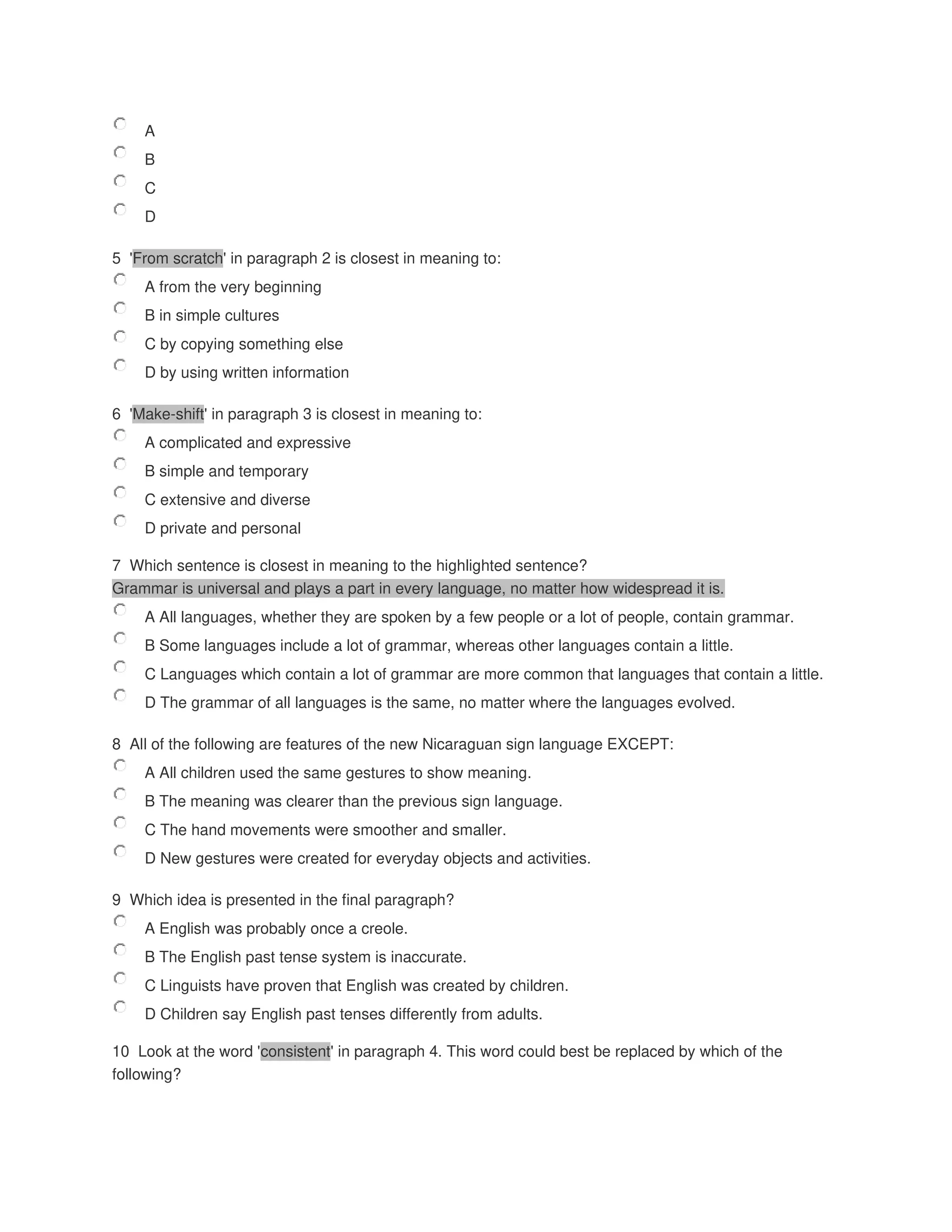 TOEFL test 1 READING part 1 exercises 123 | PDF