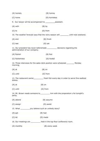 ตัวอย่างข้อสอบ Toeic | PDF