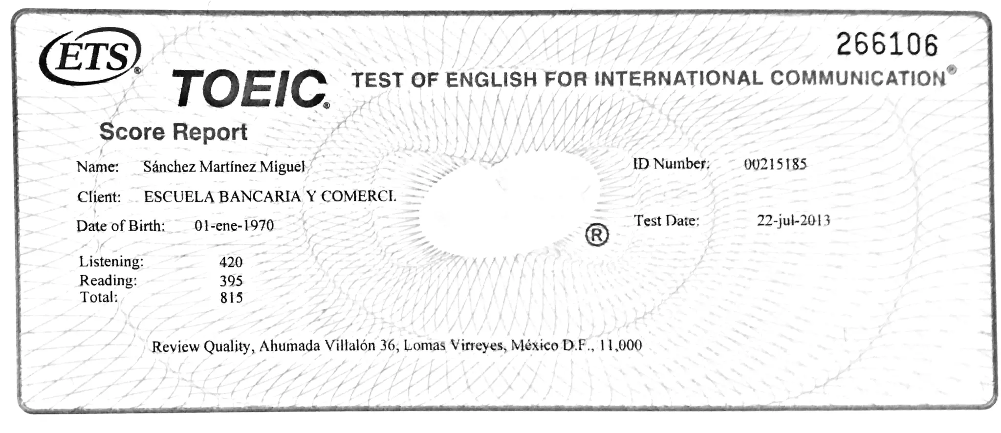 Toeic score report | PDF