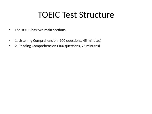 TOEIC Introduction Preparation Class for all | PPT