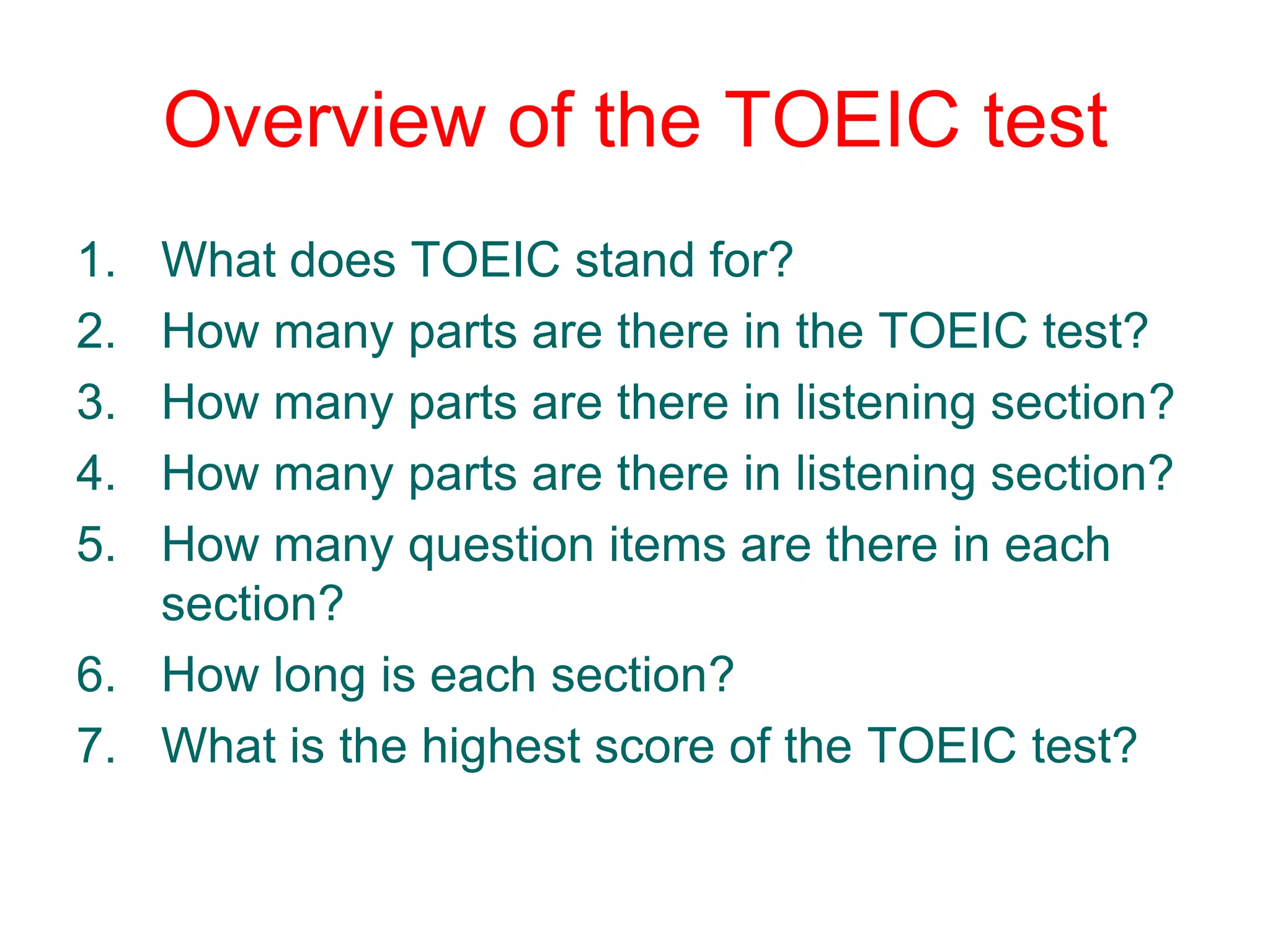 Toeic overview | PPT