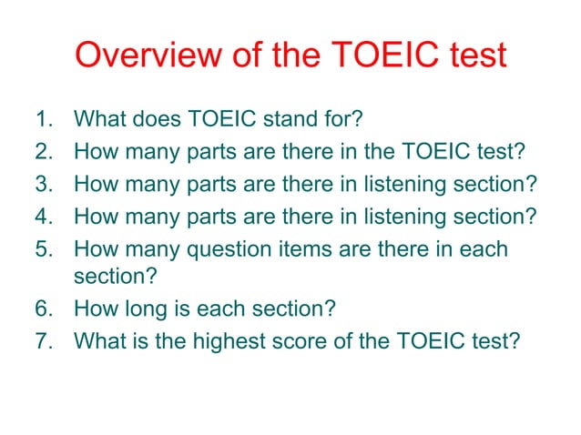 Toeic overview | PPT