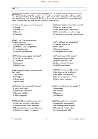 Dịch thuật - Toeic Questions 1 | DOCX