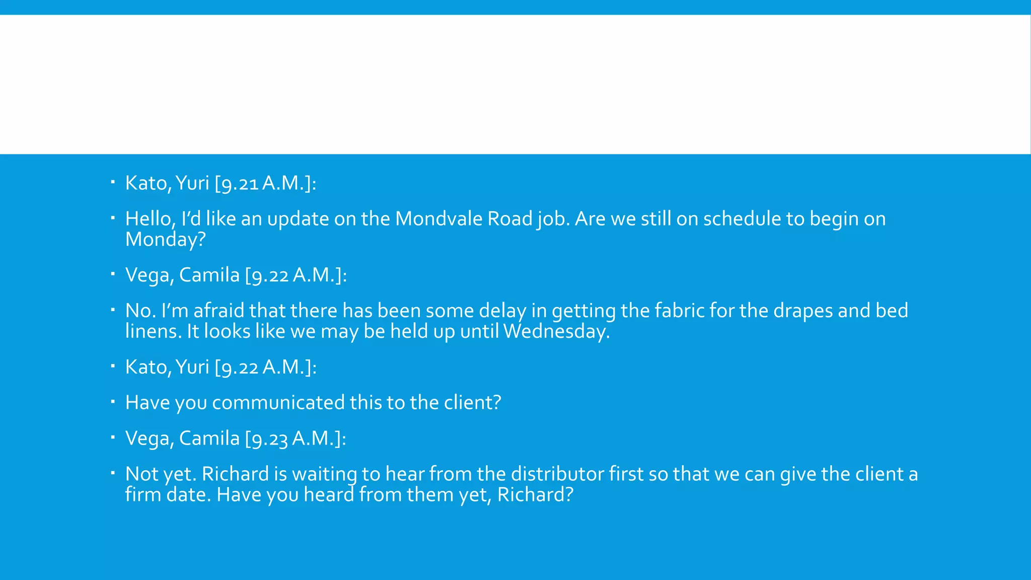 Toeic reading work schedule chat | PPT