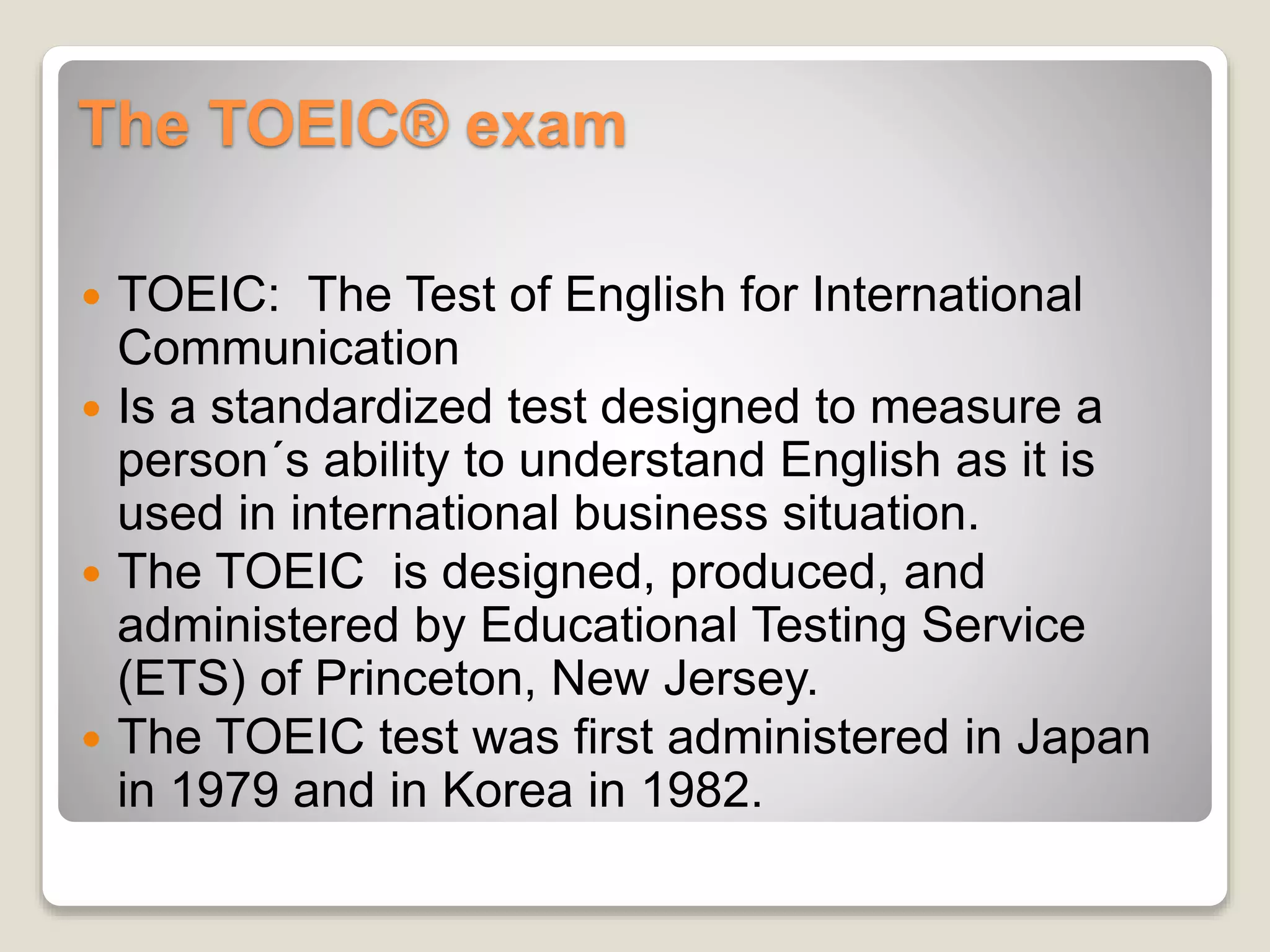 Toeic test introduction | PPT