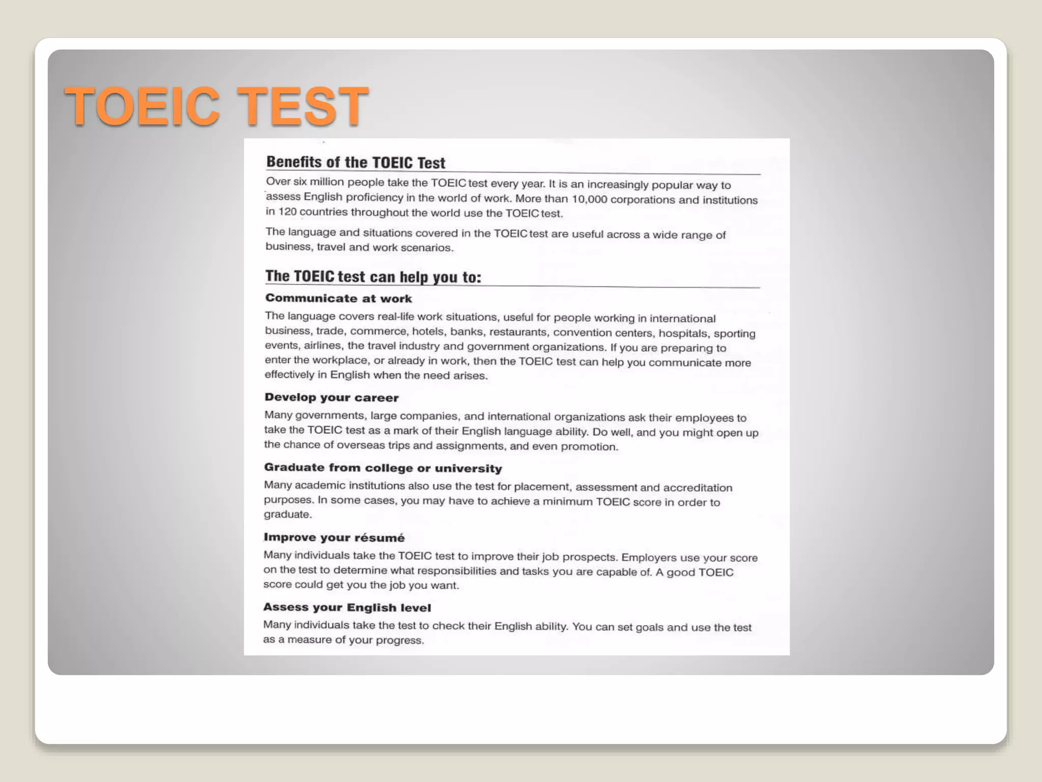 Toeic test introduction | PPT