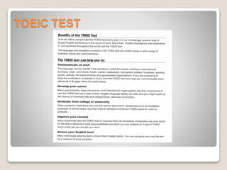 Toeic test introduction | PPTX