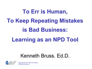 To Err Is Human To Keep Repeating Mistakes in Bad Business | PDF ...