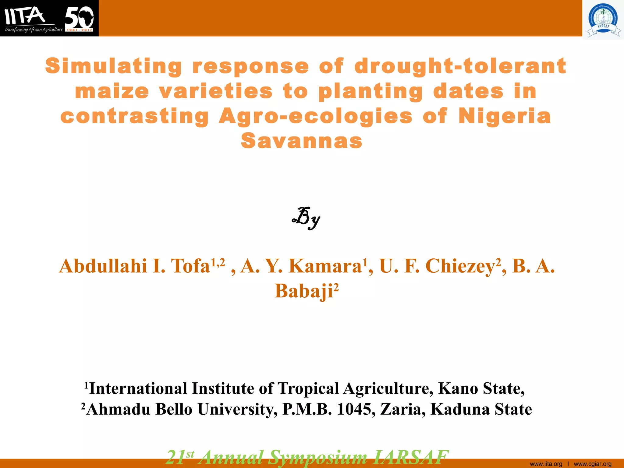 Simulating response of drought-tolerant maize varieties to planting ...