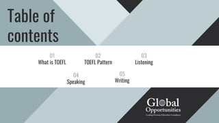 TOEFL TRAINING :- TOFEL EXAM PATTERN AND SYLLABUS | PDF