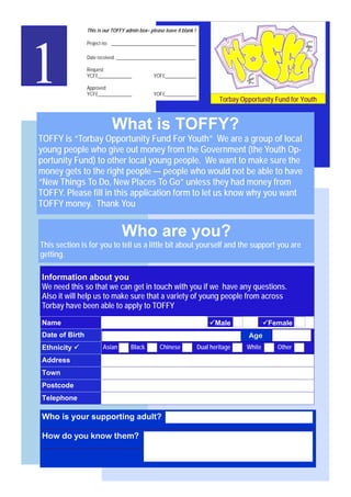 Torbay Opportunity Fund for Youth (Individuals) | PDF