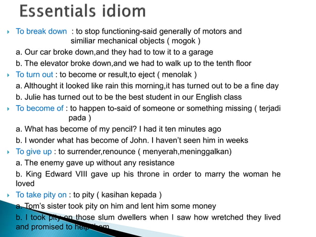 DEFINITON OF IDIOM = ORAL EXERCISE | PPTX