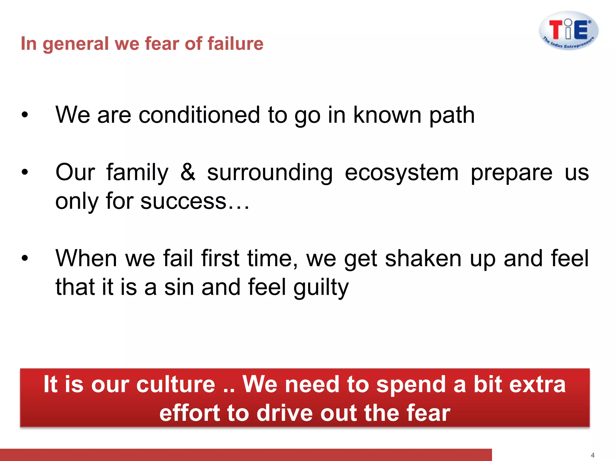 Taste of Failure is Key for Sustainable Success | PPTX | Startups ...