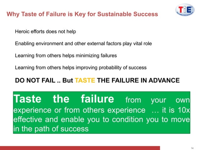 Taste of Failure is Key for Sustainable Success | PPTX | Startups ...