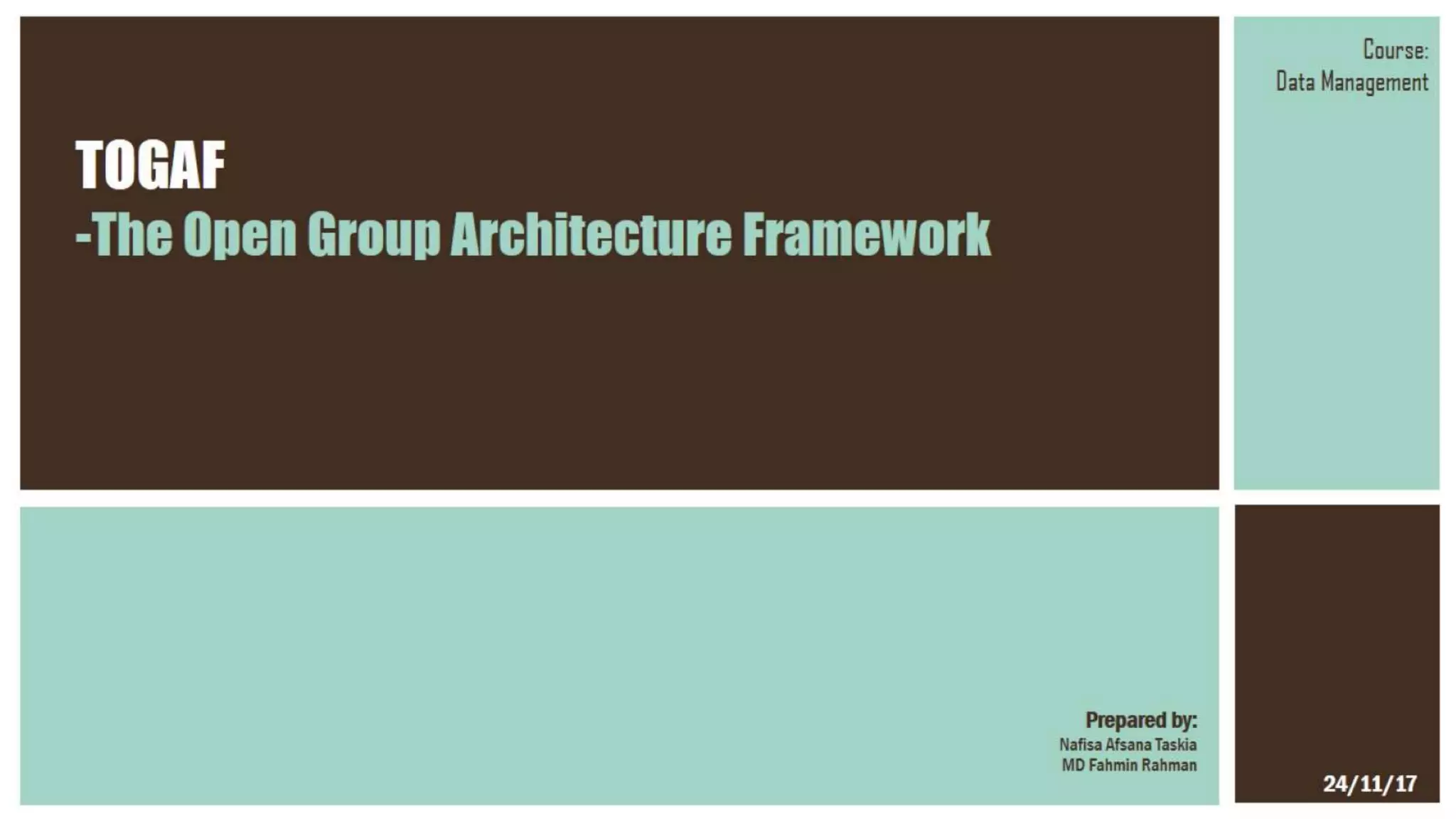Togaf The Open Group Architecture Framework Pptx