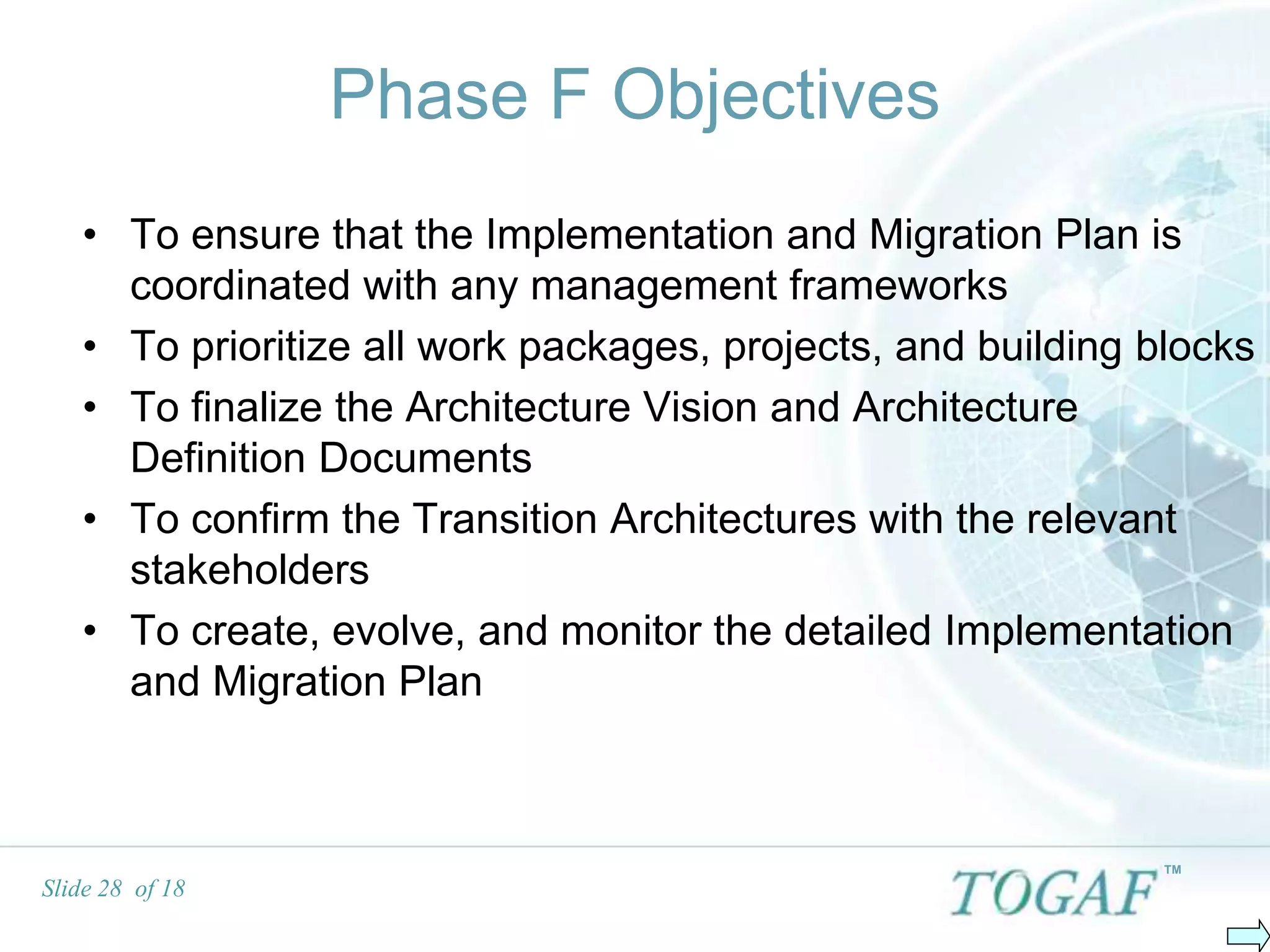 TOGAF-V9-M24-Phase-E-F-Opportunities Solutions Migration.ppt