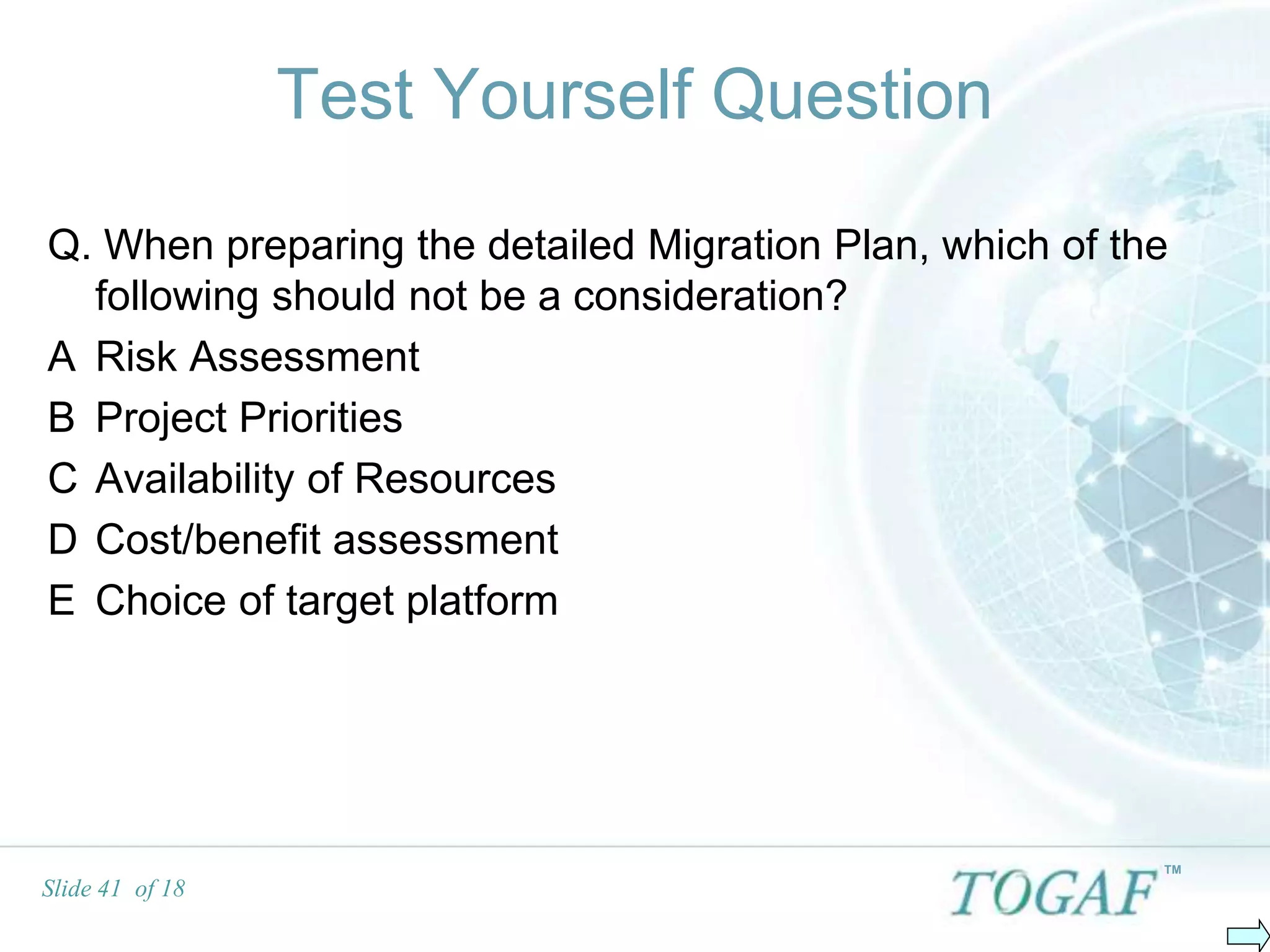 TOGAF-V9-M24-Phase-E-F-Opportunities Solutions Migration.ppt