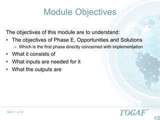 TOGAF-V9-M24-Phase-E-F-Opportunities Solutions Migration.ppt