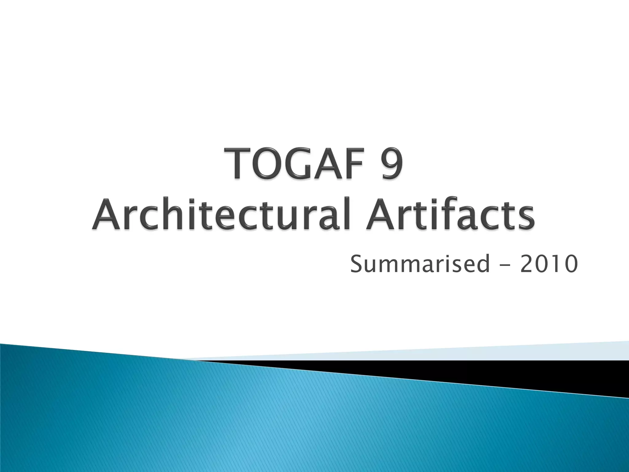 TOGAF 9 Architectural Artifacts | PPT