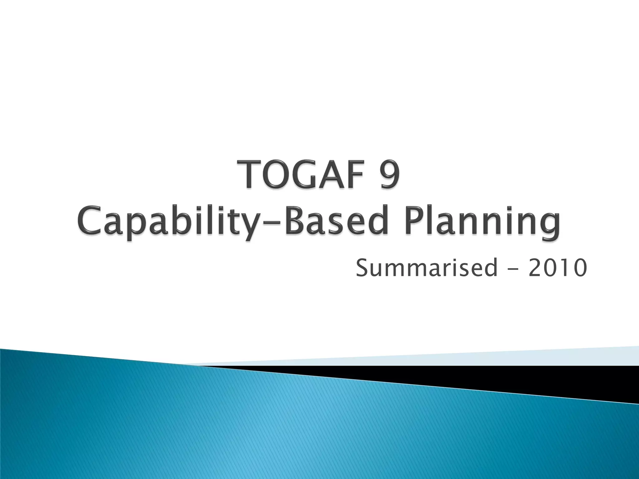Togaf 9 Capability Based Planning Ver1 0 | PDF