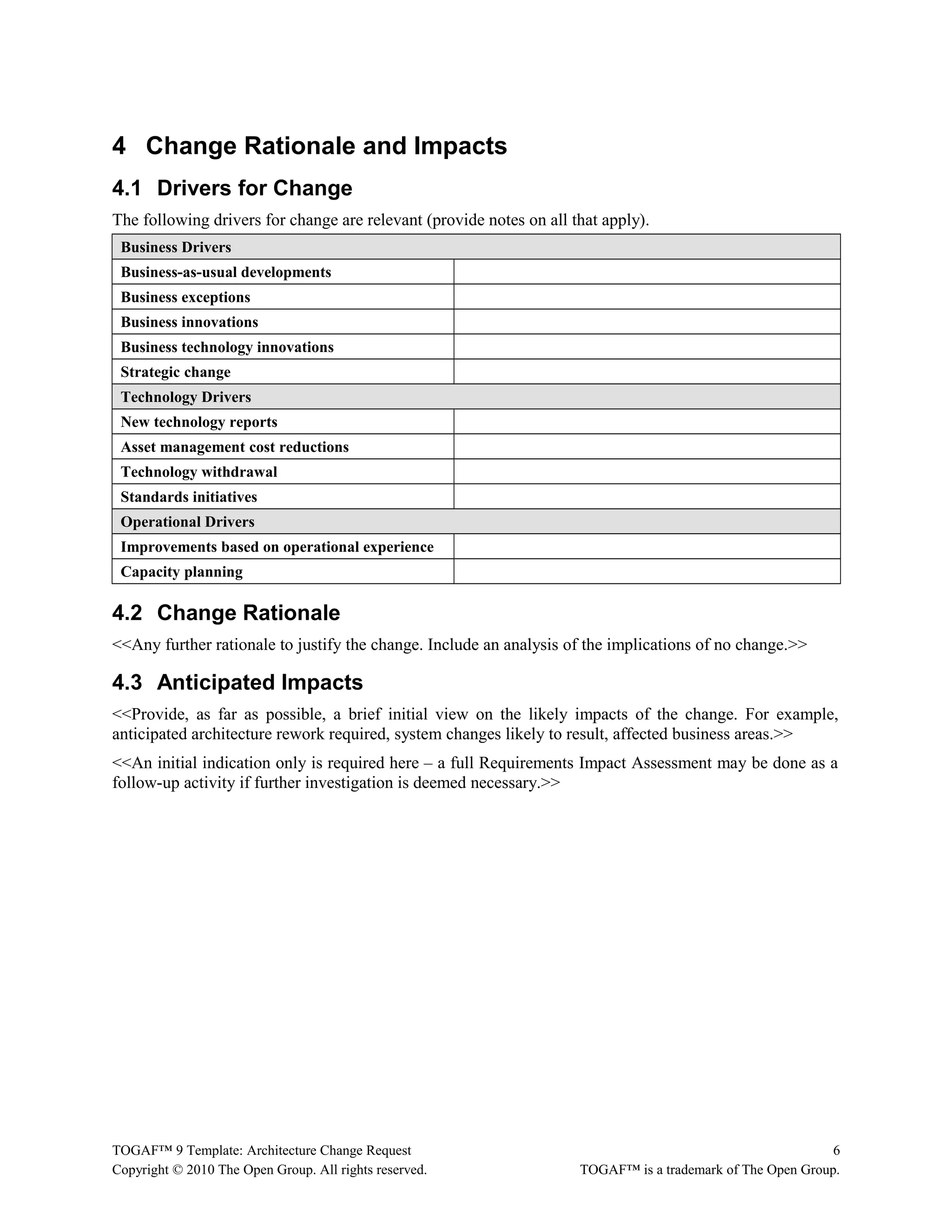 Togaf 9 template architecture change request | DOC