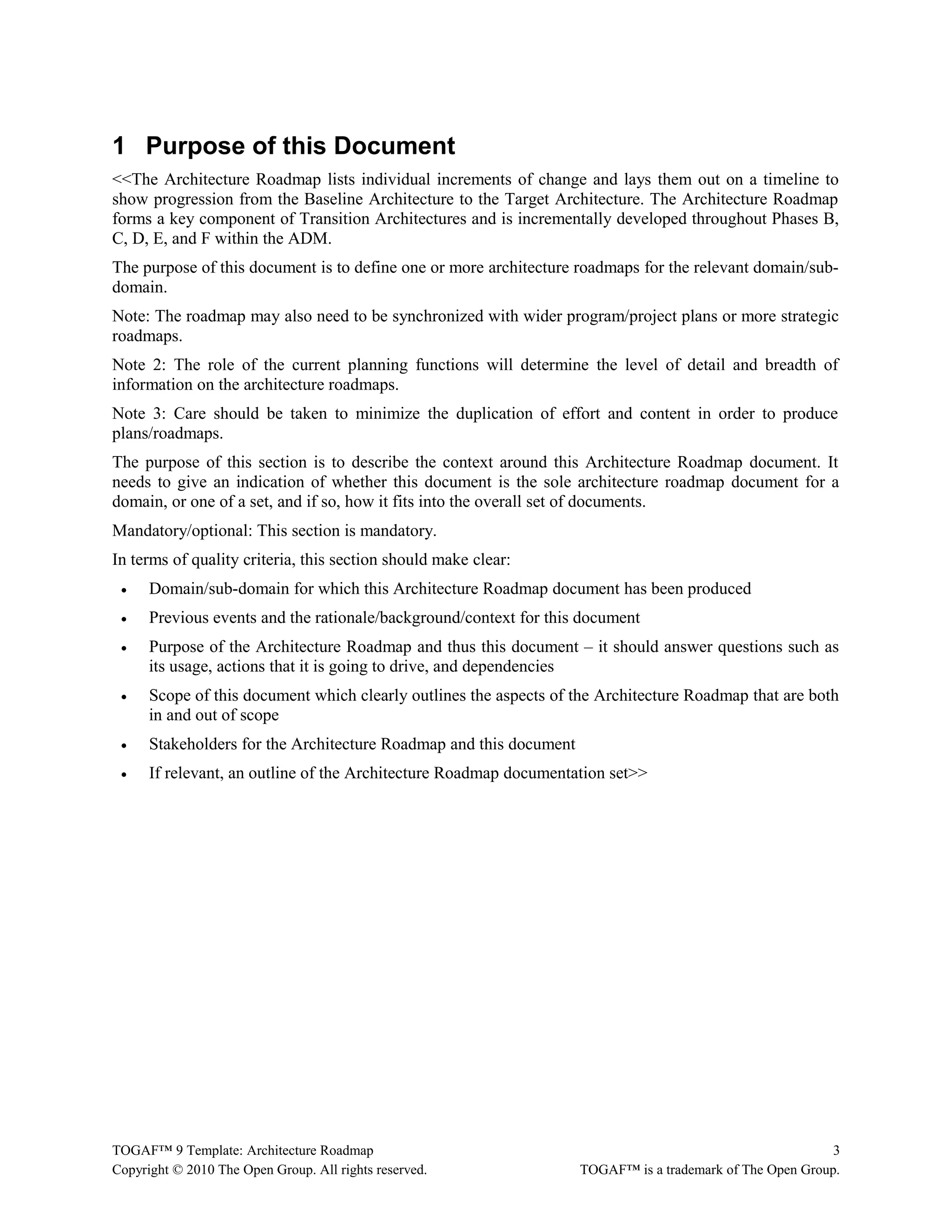 Togaf 9 template architecture roadmap | DOC