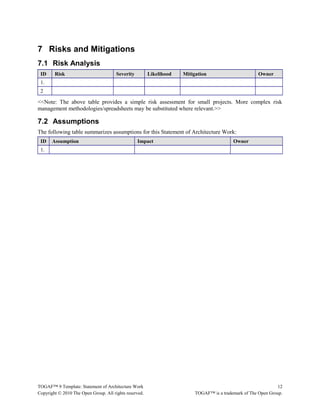 Togaf 9 template statement of architecture work | DOC