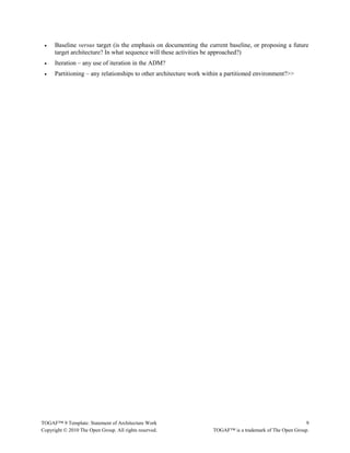 Togaf 9 template statement of architecture work | DOC