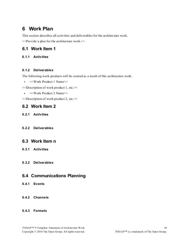 Togaf Statement Of Architecture Work Template - Design Talk
