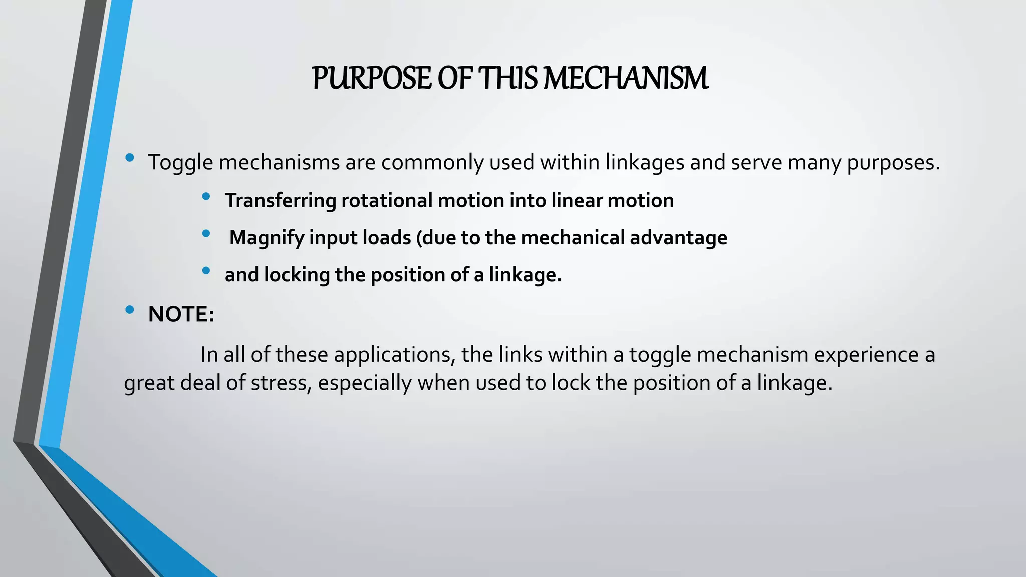 Toggle joint mechanism ppt. | PPTX