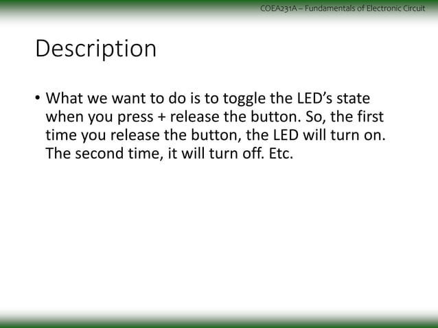 Toggle LED with PUSHBUTTON.ppt alamanarx | PPTX