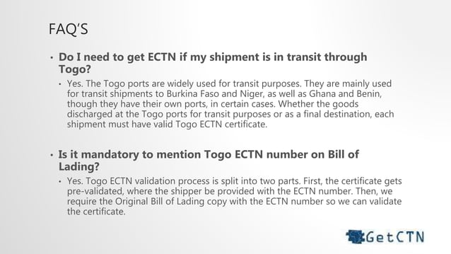 Togo ECTN | PPTX | Logistics | Business
