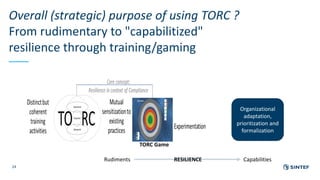 TORC presented at the Resilience Shift tools workshop | PPT