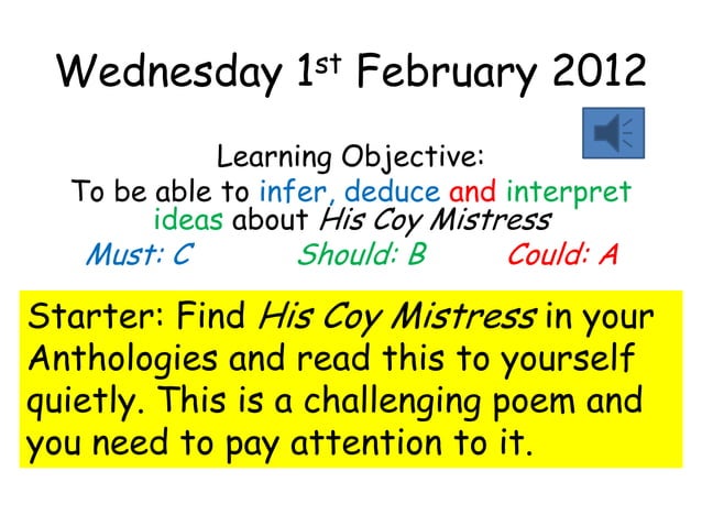 To his coy mistress | PPTX