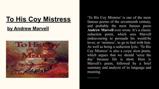 To His Coy Mistress by Andrew Marvell | PDF