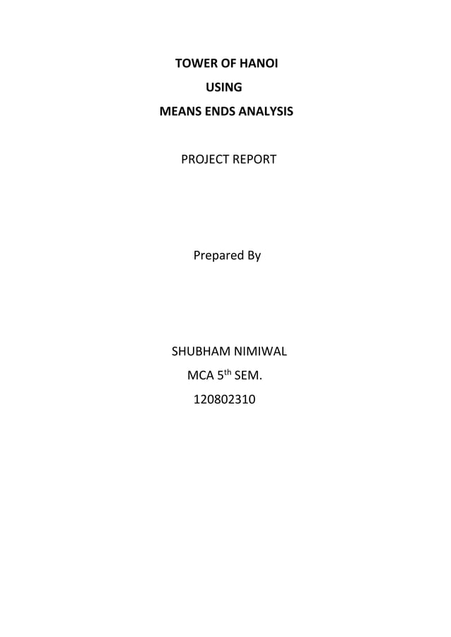 Tower of Hanoi using AI technique - means ends analysis | PDF ...