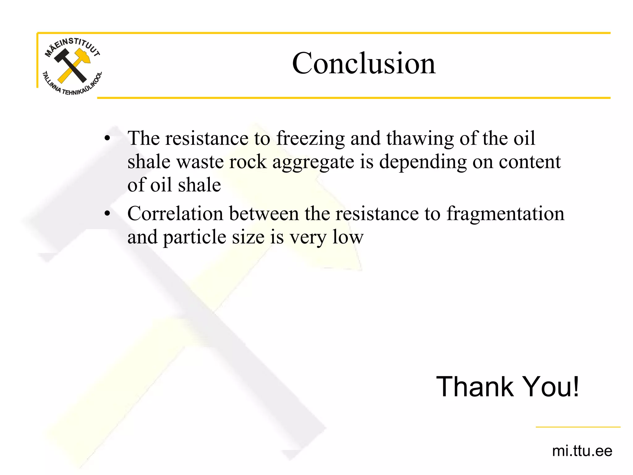 Tohver. Oil shale waste rock aggregate properties | PPT