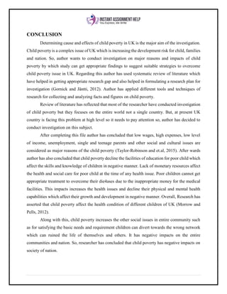 To identify the major causes and impacts of child poverty in united ...