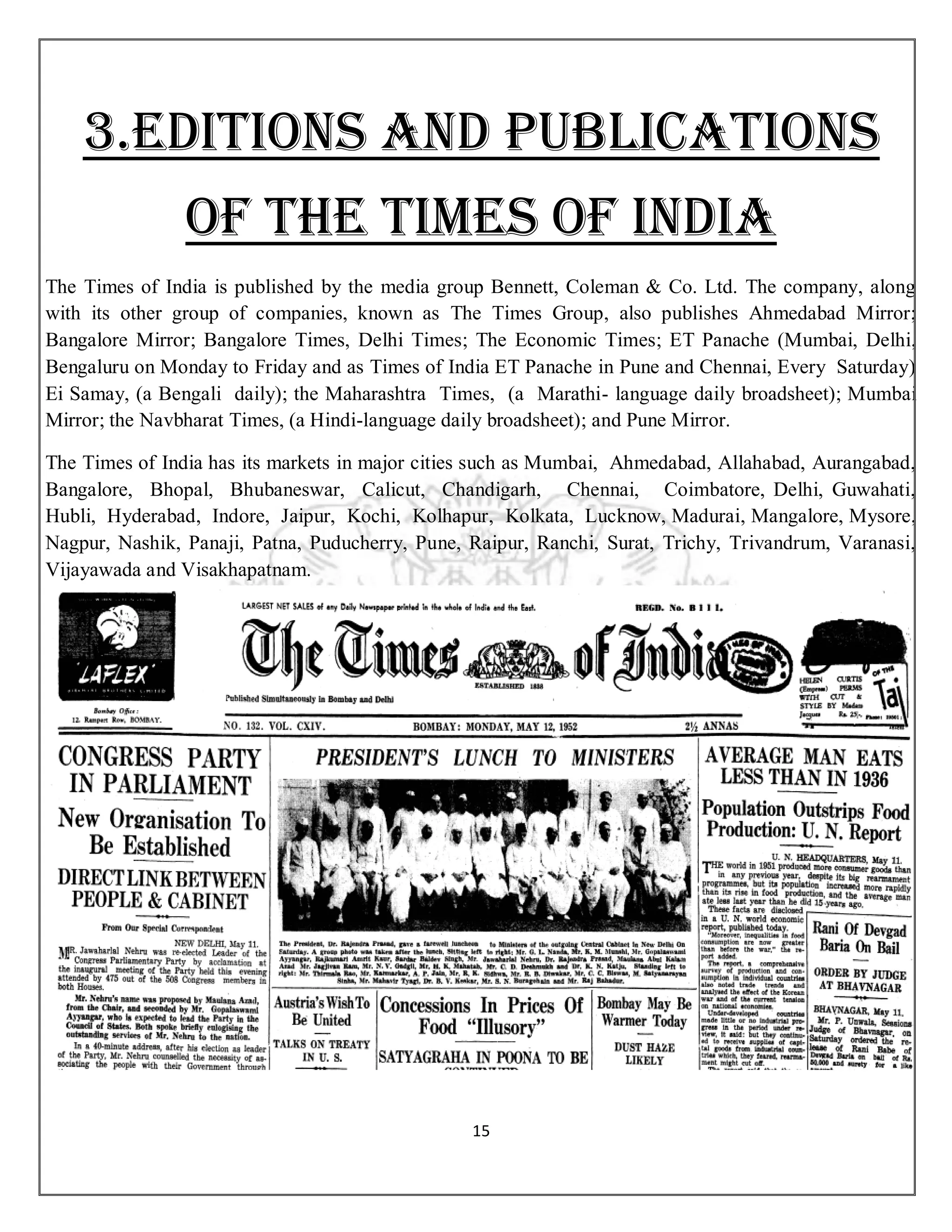 TIMES OF INDIA SUMMER INTERNSHIP DETAILED REPORT | PDF
