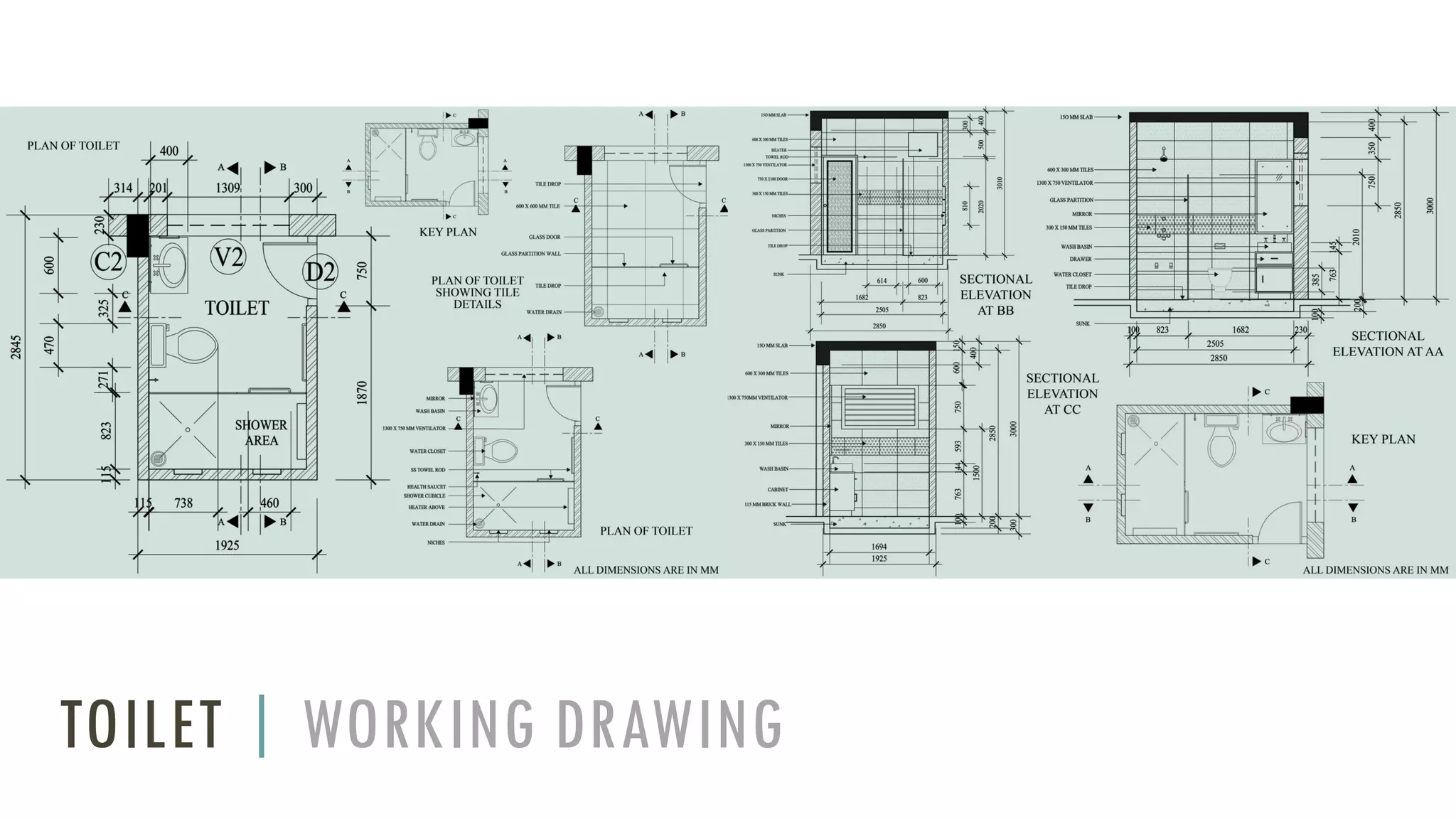Toilet and Bath Working Drawing | PDF