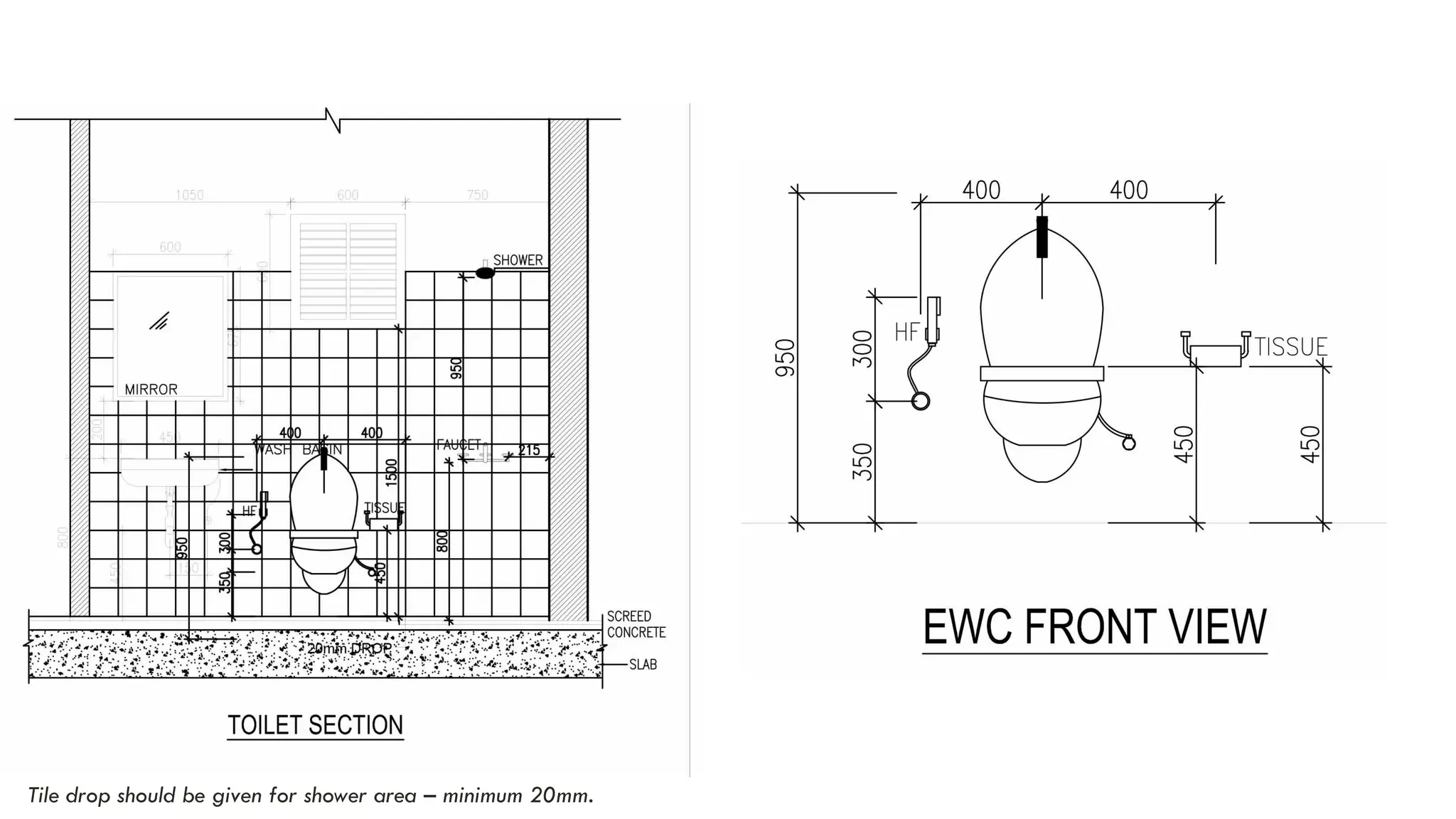 Toilet and Bath Working Drawing | PDF