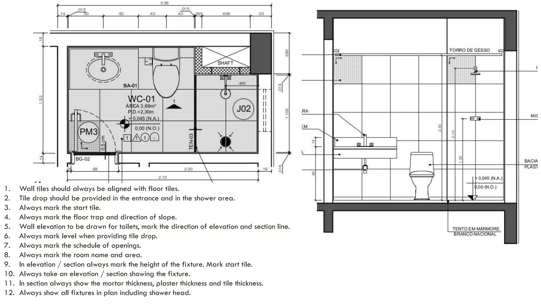 Toilet and Bath Working Drawing | PDF