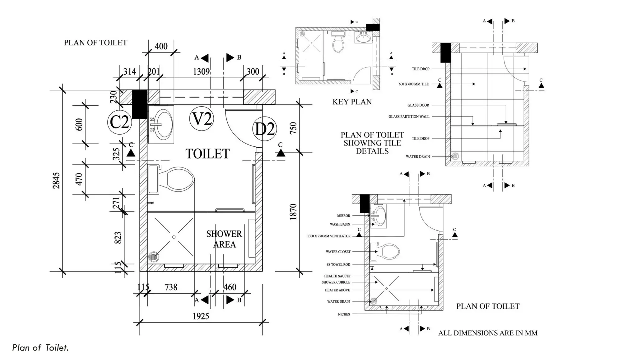 Toilet and Bath Working Drawing | PDF