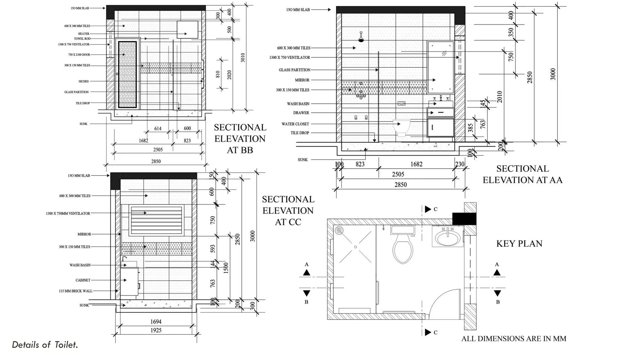 Toilet and Bath Working Drawing | PDF