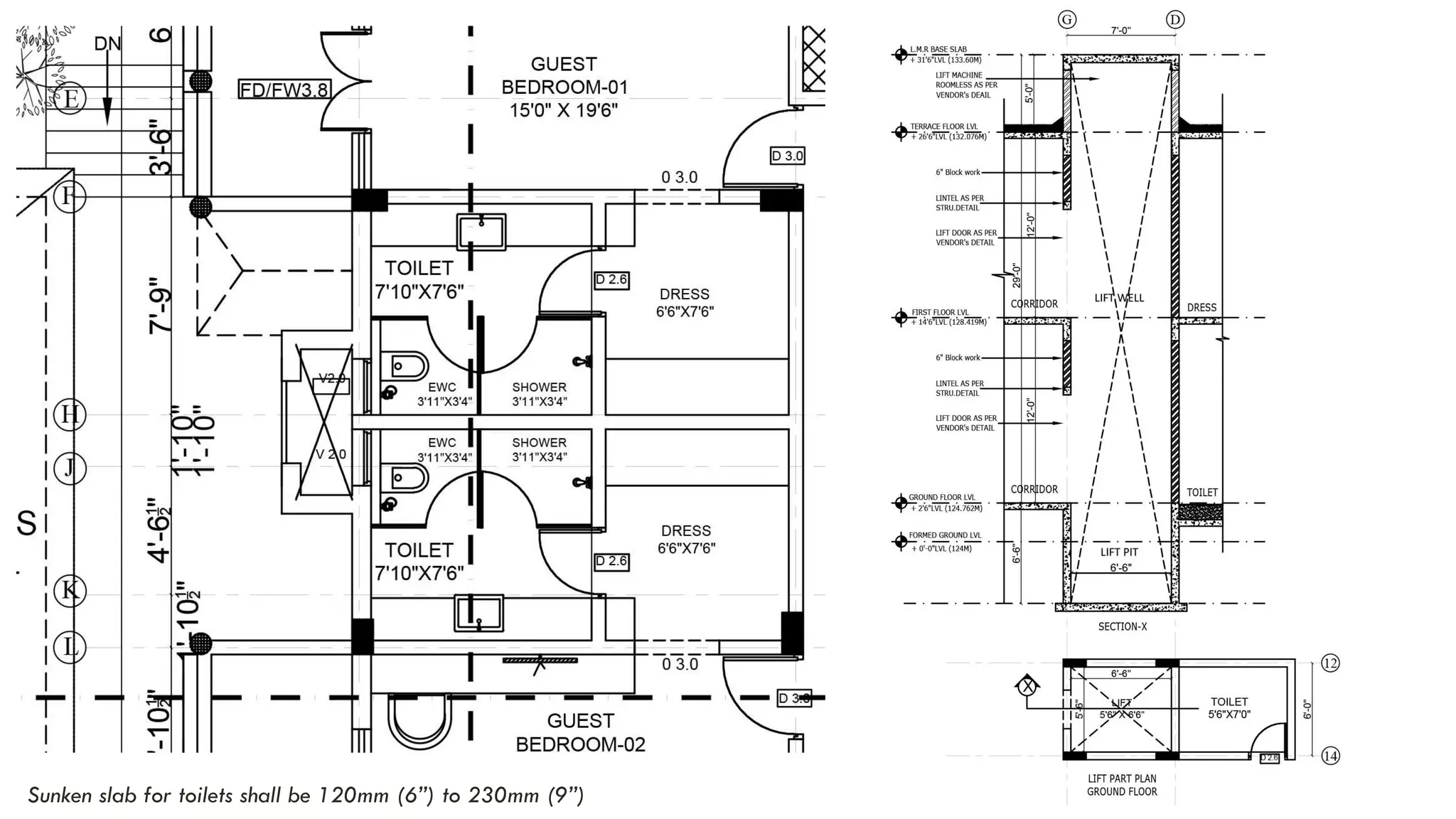 Toilet and Bath Working Drawing | PDF