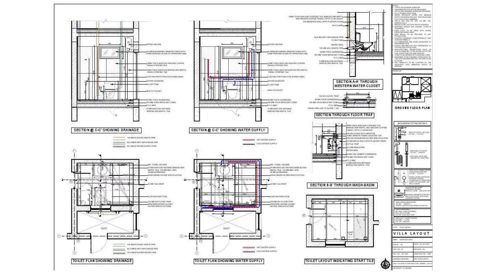 Toilet and Bath Working Drawing | PDF
