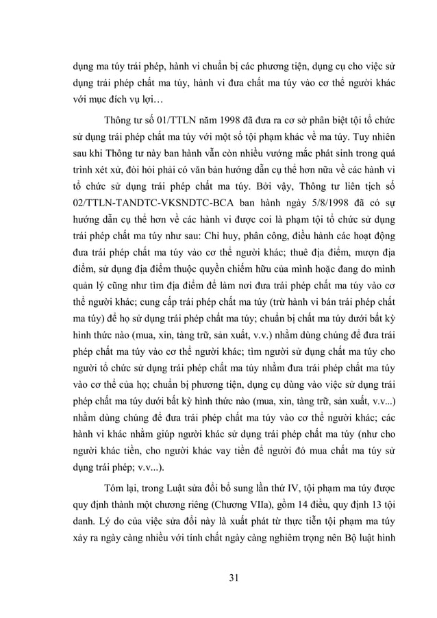 Tội tổ chức sử dụng trái phép chất ma túy theo Luật hình sự, HOT | PDF